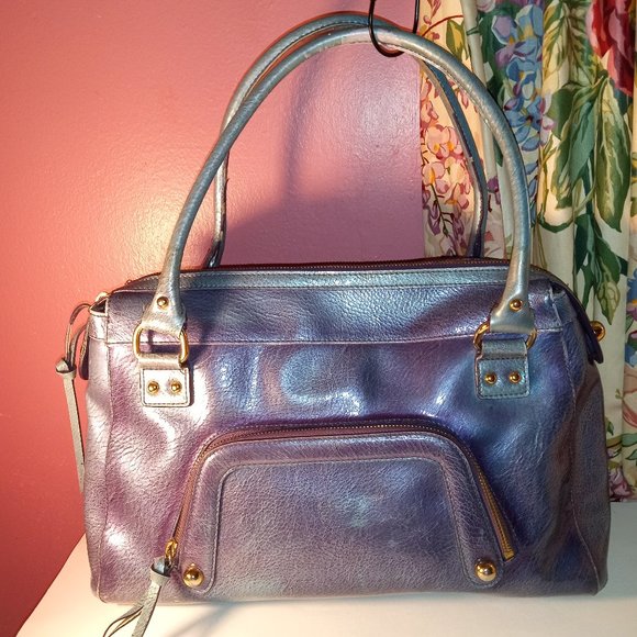 Kate Landry | Bags | Kate Landry Blue Large Handbag With Brown Animal ...